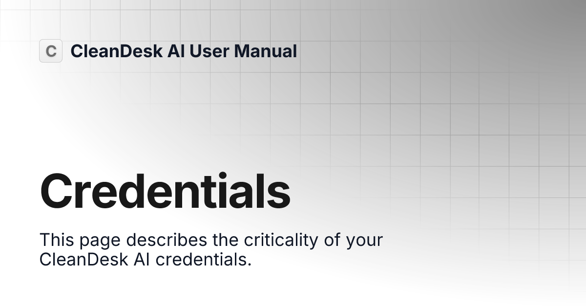 Credentials | CleanDesk AI User Manual