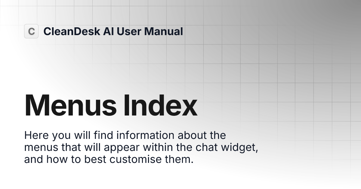 Menus Index | CleanDesk AI User Manual